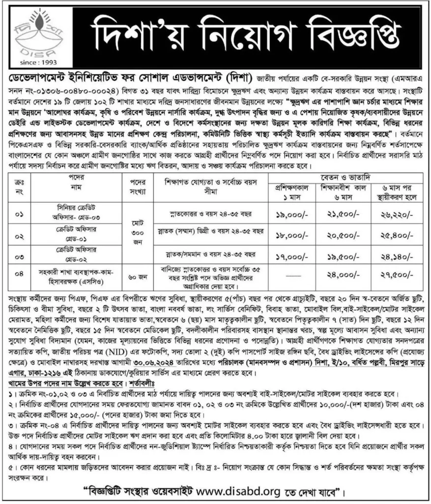 DISA NGO job circular 2025 - চাকরির খবর
